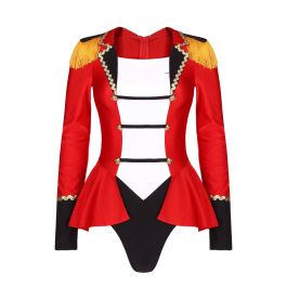 Women Circus Ringmaster Costume Long Sleeve Bodysuit