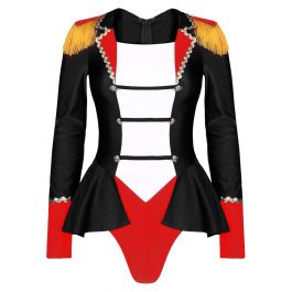Women Circus Ringmaster Costume Long Sleeve Bodysuit