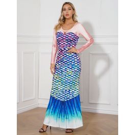 Womens 3D Print Fish Scale Mermaid Cosplay Dress