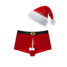 Mens Christmas Boxer Shorts with Hat Lingerie set