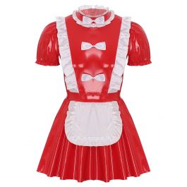 Men Wetlook A-line Mini Dress | Sissy Maid Costume