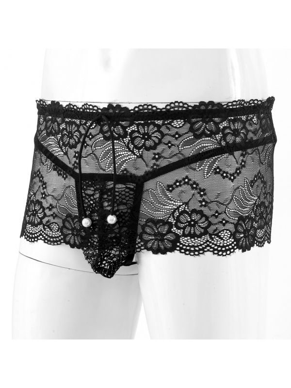 Iefiel Mens Low Waist Sissy Skirted Panties Underwear See Through