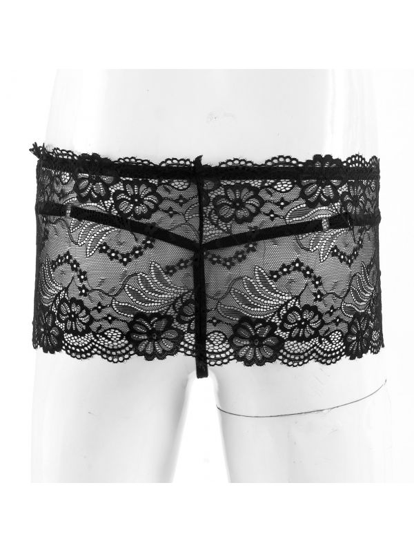 Iefiel Mens Low Waist Sissy Skirted Panties Underwear See Through