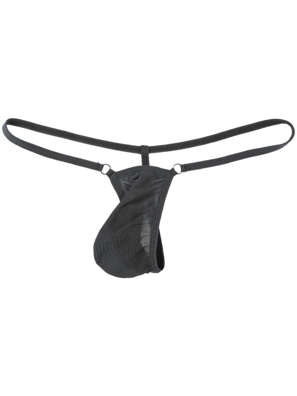 iEFiEL Mens Sheer Mesh Bulge Pouch G-string Low Rise T-back Elastic ...