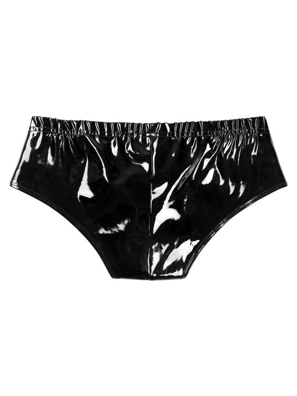 Iefiel Mens Low Rise Patent Leather Briefs Wetlook Underpants Underwear